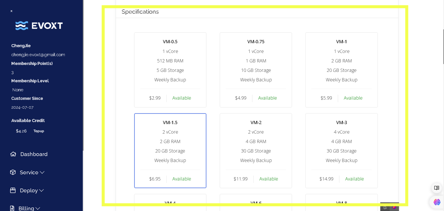 Visit the Evoxt Pricing page to select your ideal server configuration. Afterward, you can ...