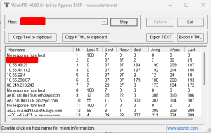 Enter the IP address in the "Host" field and click Start to begin tracing.